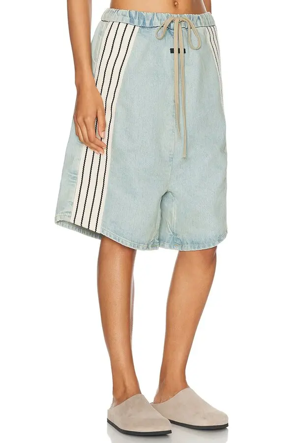 Buy Fear Of God Denim Stripe Shorts In Brown - Light Indigo At 54